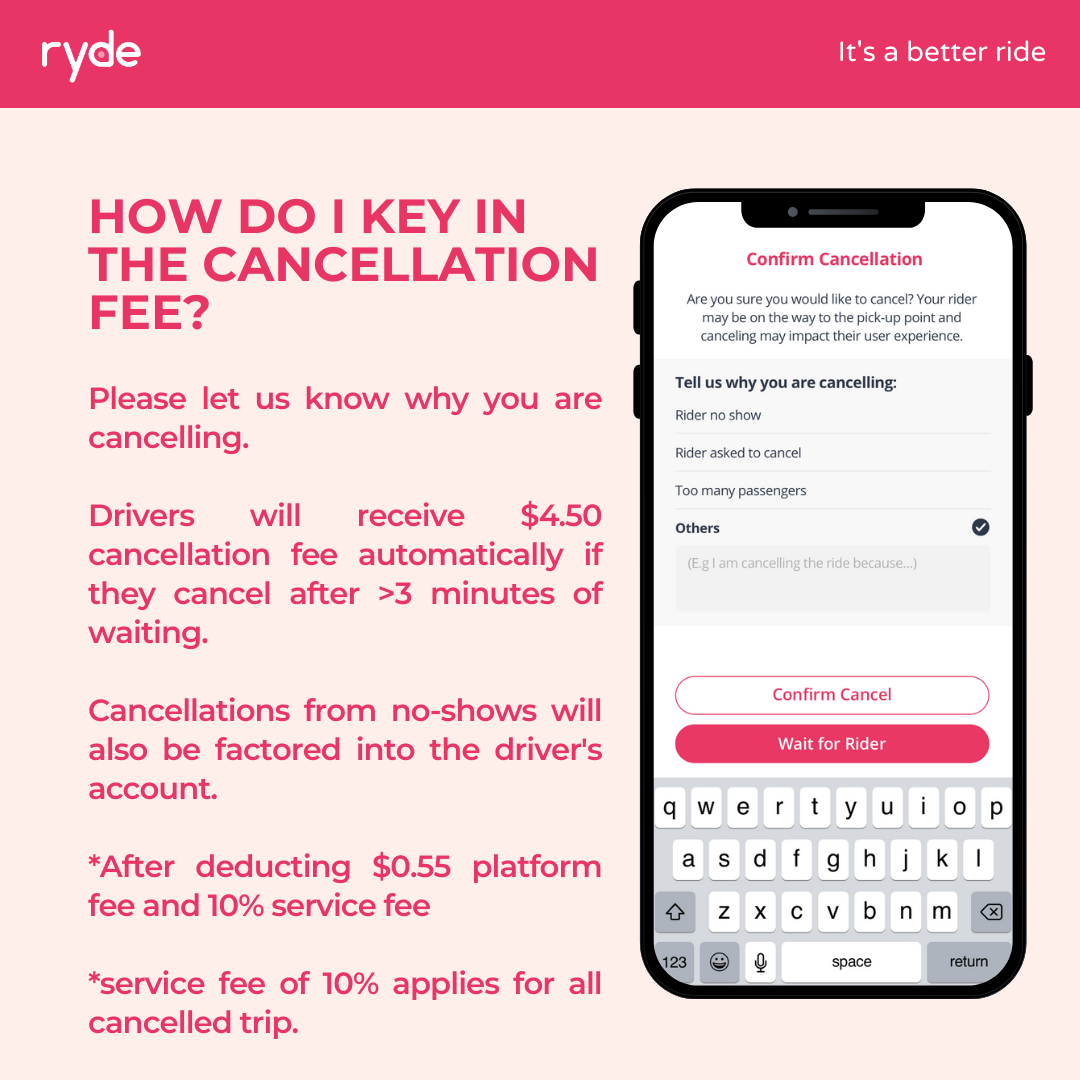 How do I key in the Cancellation Fee? – Ryde Support